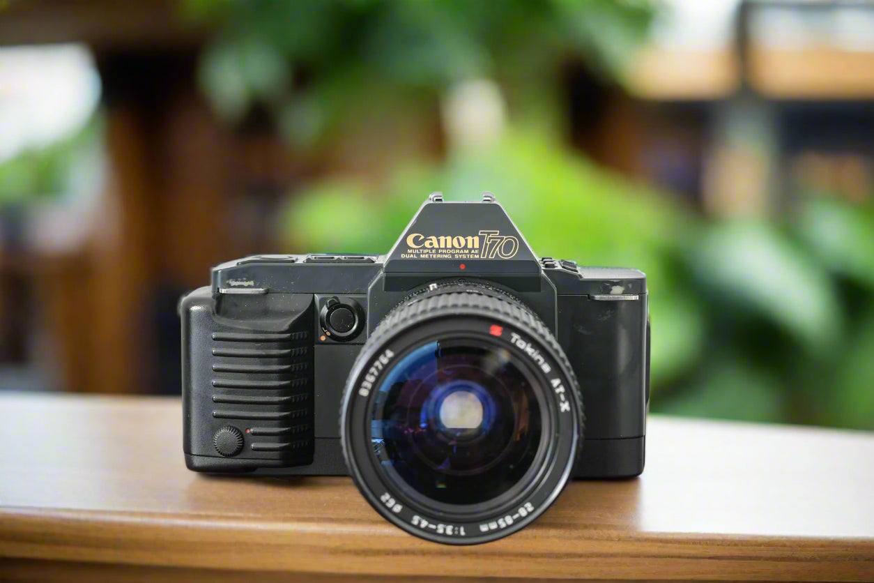 1980s Canon T70 35mm SLR Film Camera with Tokina 28-85mm Zoom Lens ...