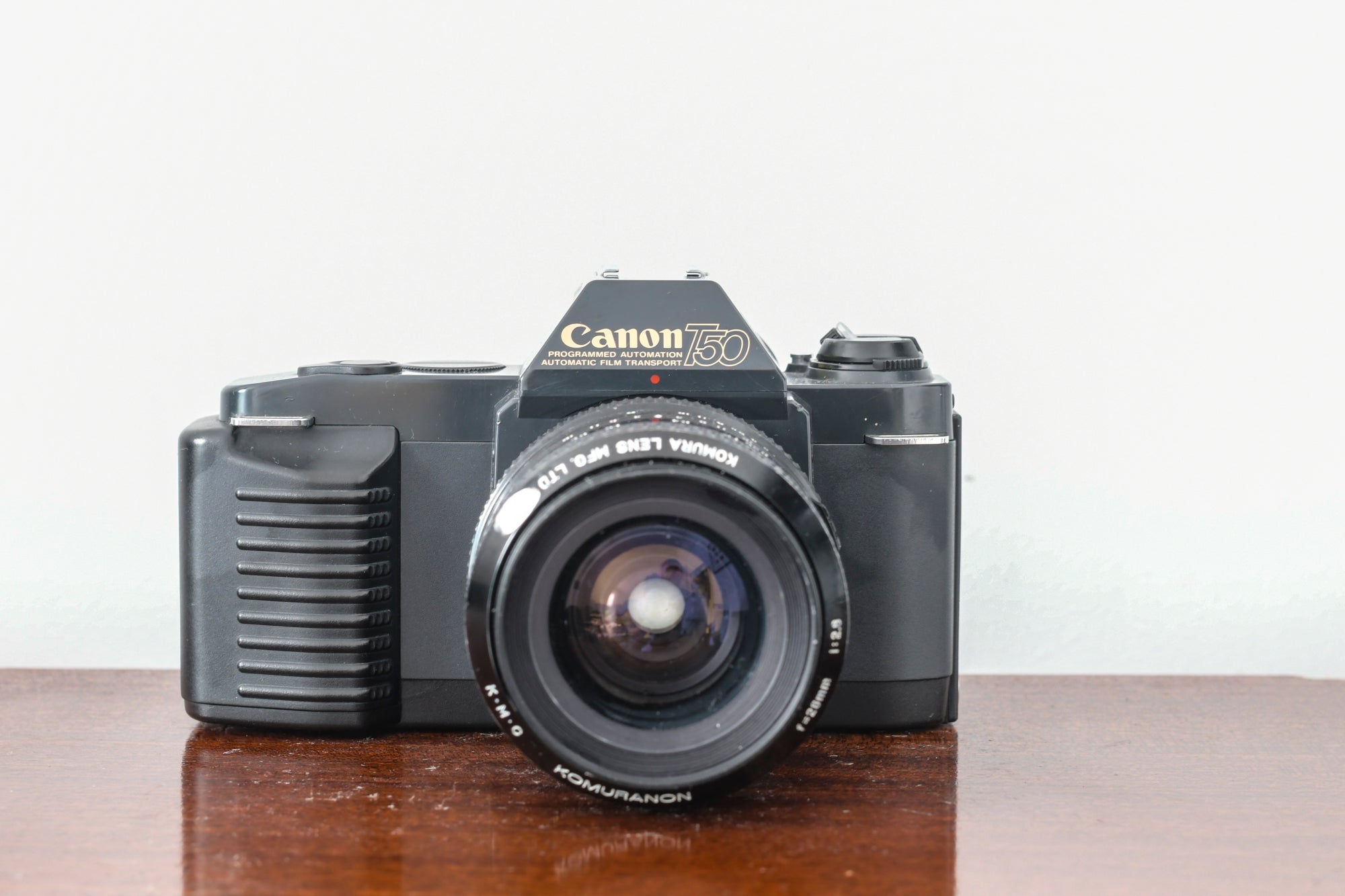 Canon T50 35mm SLR Film Camera with Komura 28mm F2.8 Lens – F16 Film Camera Store